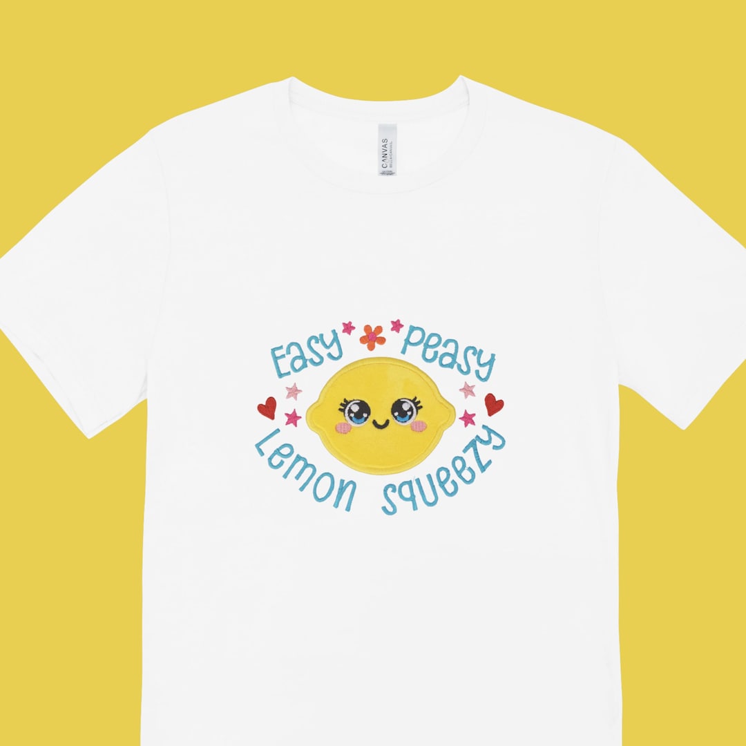 Easy Peasy, Lemon Squeezy Saying Lemon Appliqué Machine Embroidery ...