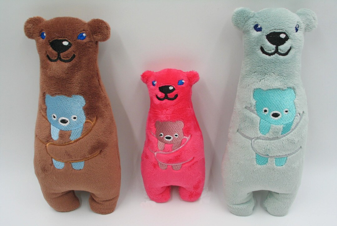 Teddy Bear With Little Bear Stuffie ITH Embroidery , Machine Pattern ...