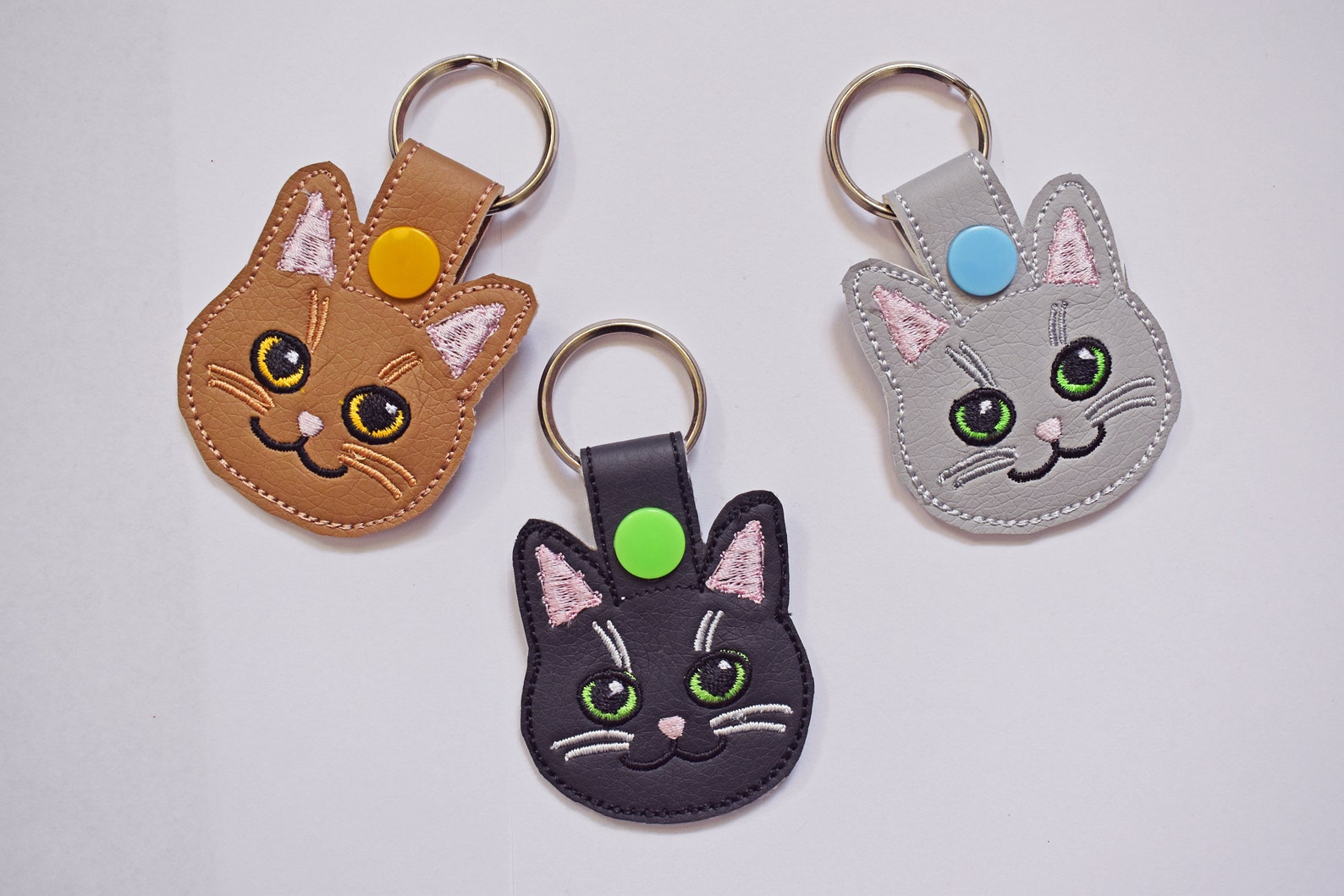 Cat Kitty Snap Tab, Cat, Key Chain, Key Fob, Snap Tab, ITH, Digital ...