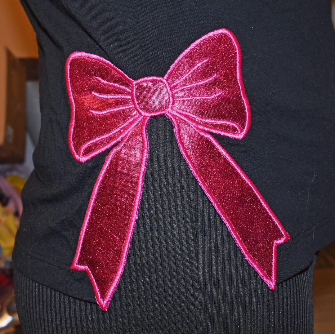 Side Bow Applique Embroidery Design Ribbon Girly Bow Embroidery ...