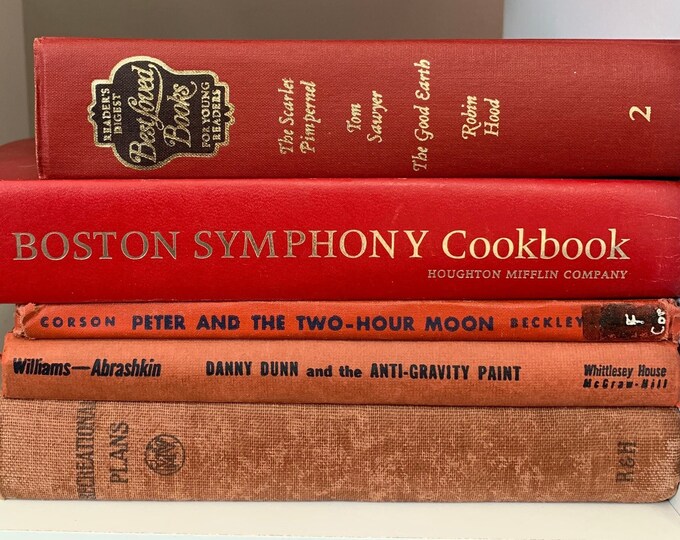 Vintage Book Stack / Red Books /shades of Red Book Decor Lot / Book ...