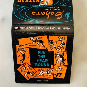 Vintage Sahara Chateau Miami Beach Matchbook / Vintage Miami Matches ...