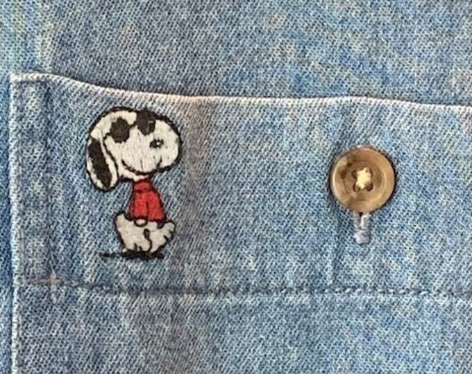 Vintage Snoopy Joe Cool Denim Shirt / Mens 90s Jean Shirt / Cottagecore ...