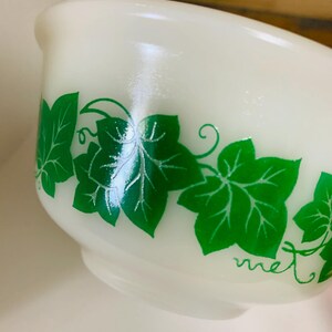 Vintage Hazel Atlas Ivy Bowl Small Mixing Bowl / Milk Glass With Green ...