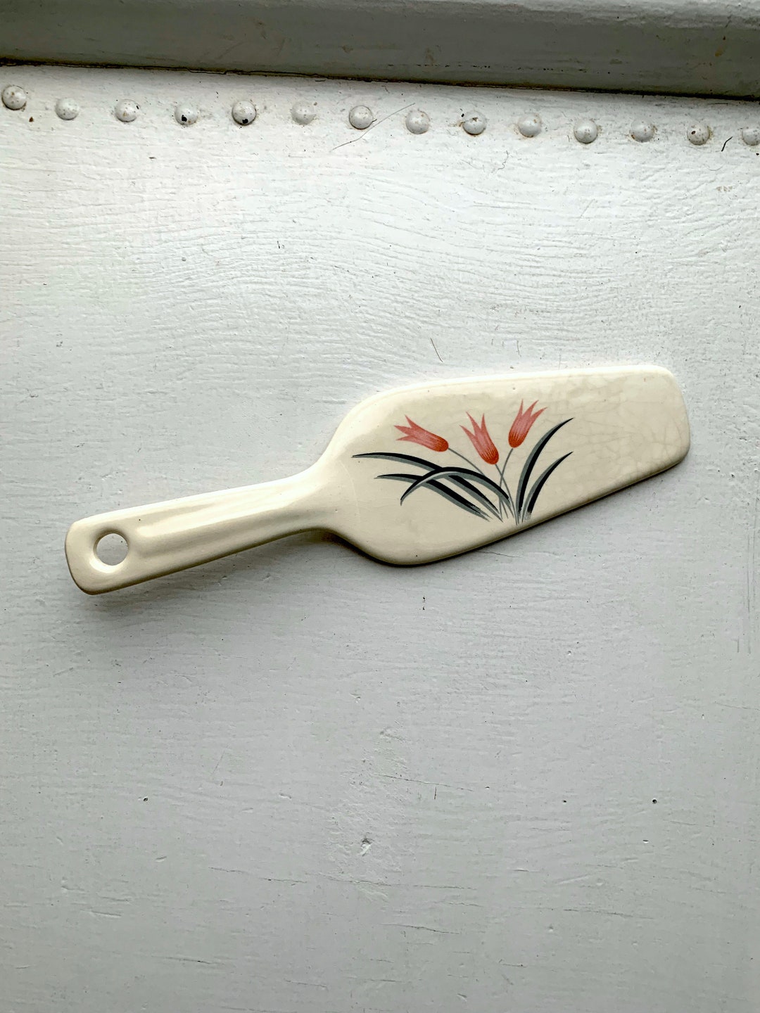 Vintage Ceramic Pie Server With Floral Design - Etsy