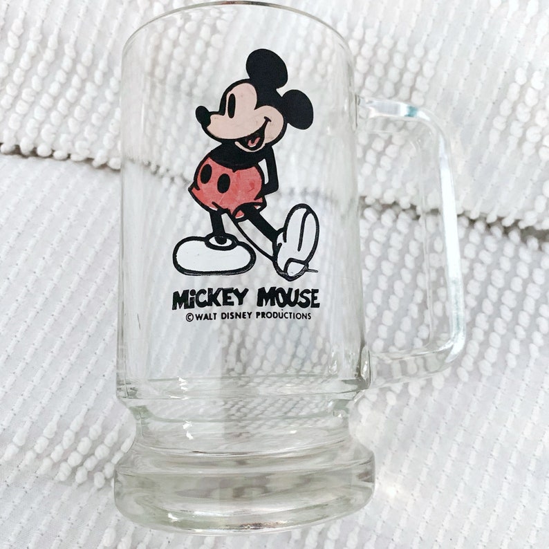 Vintage Mickey Mouse Glass Mug With Handle / Mickey Mouse | Etsy