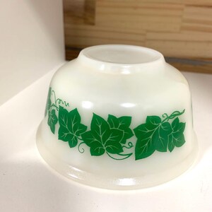 Vintage Hazel Atlas Ivy Bowl Small Mixing Bowl / Milk Glass With Green ...