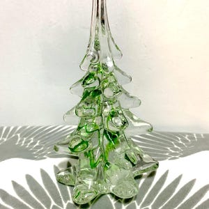 Vintage Glass Christmas Tree Paperweight 6 Inch / Art Glass Ribbon ...