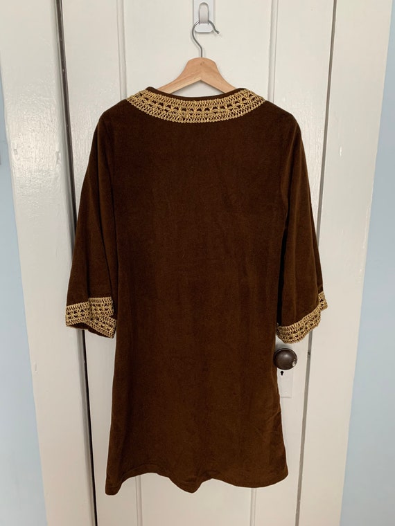 Vintage Brown and Gold Robe Housecoat / 70s Vanity Fa… - Gem