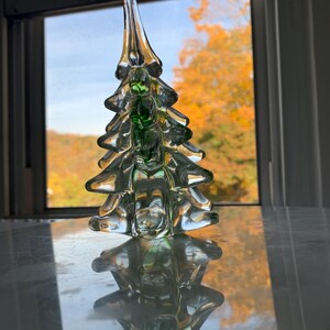 Vintage Glass Christmas Tree Paperweight 6 Inch / Art Glass Ribbon ...