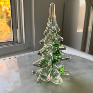 Vintage Glass Christmas Tree Paperweight 6 Inch / Art Glass Ribbon ...