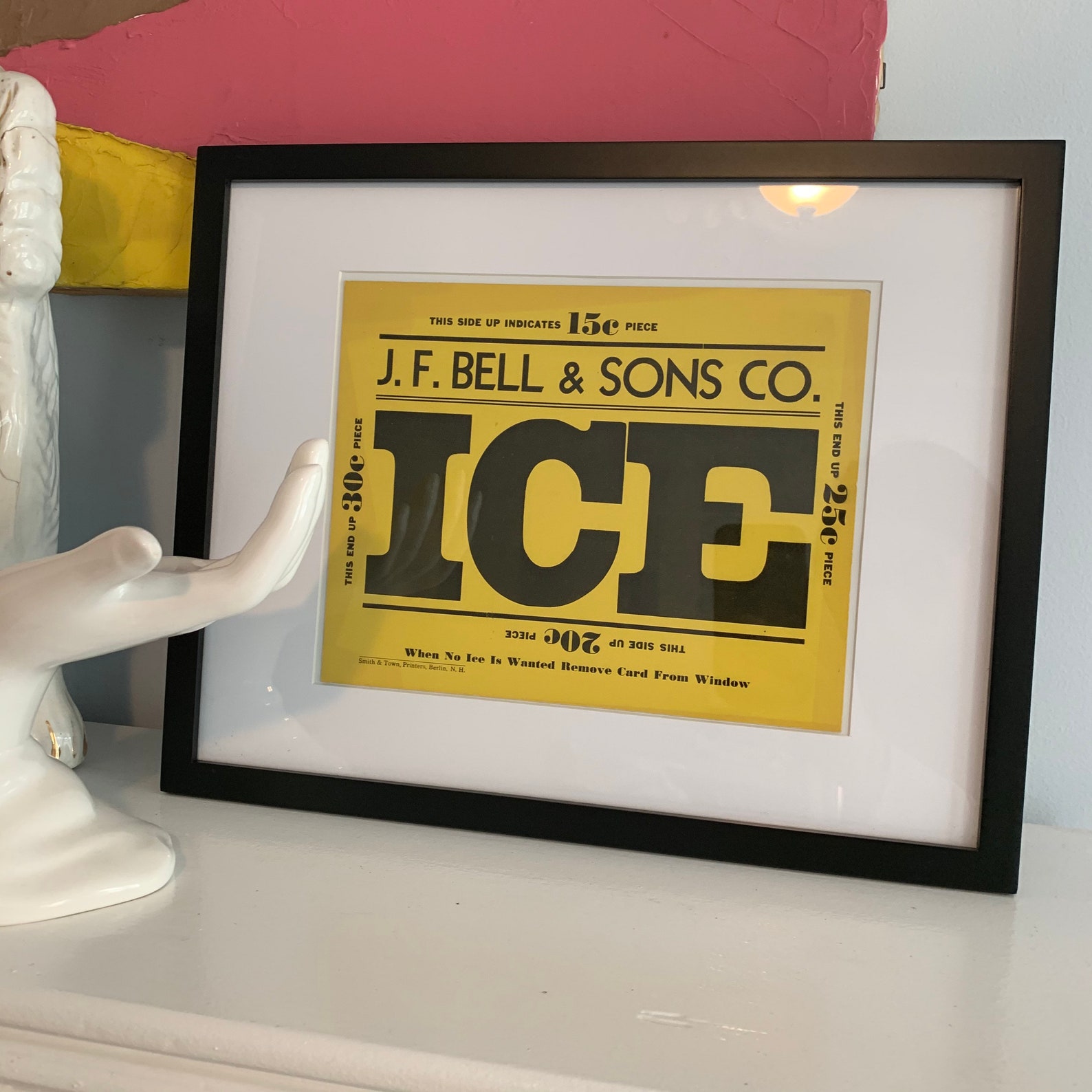 Framed Vintage Ice Card / Window Card for Ice Delivery / 11 x | Etsy
