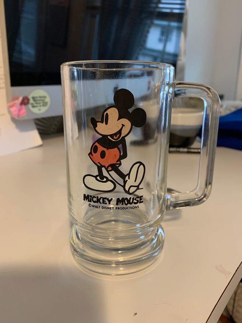 Vintage Mickey Mouse Glass Mug With Handle / Mickey Mouse | Etsy