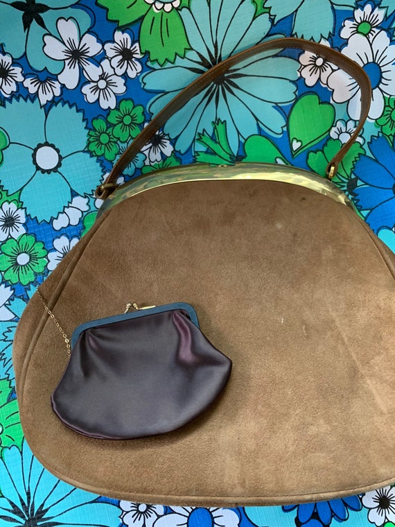 Vintage Suede Leather Handbag by Coronet / 50s Purse … - Gem