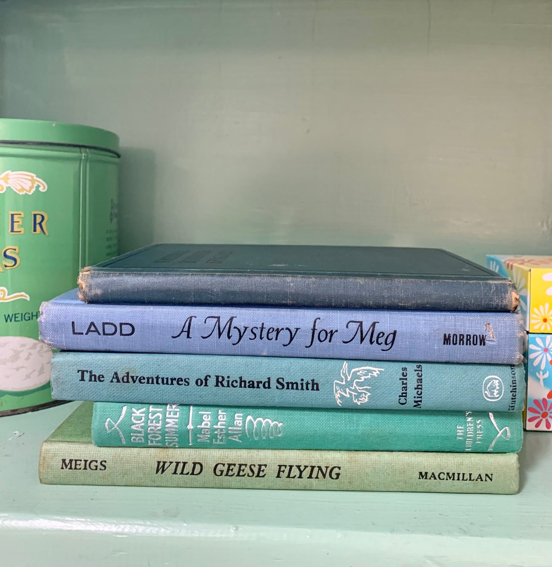 Vintage Book Stack / Shades of Blue Green Teal Book Decor Lot - Etsy