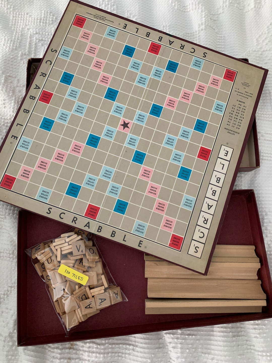 Vintage Scrabble Game COMPLETE / Selchow and Righter Co / Scrabble Game W Wooden Racks / Vintage ...