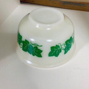 Vintage Hazel Atlas Ivy Bowl Small Mixing Bowl / Milk Glass With Green ...
