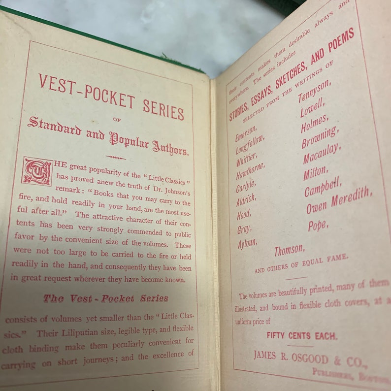 Antique Books / Vest Pocket Series / James R Osgood Company / | Etsy