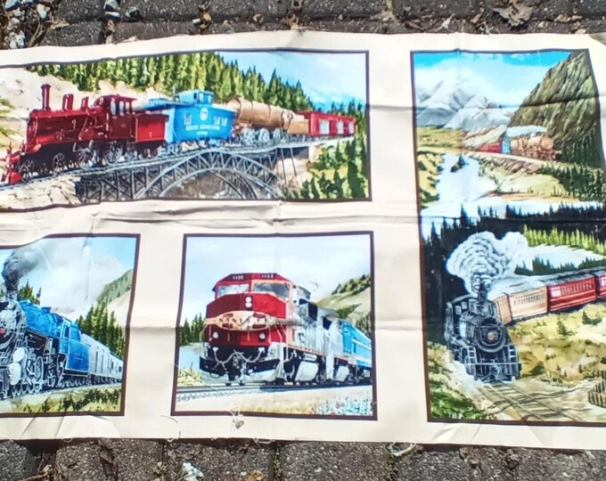 Train Panel All Aboard Exclusively Quilters 24 X 44 Inches - Etsy