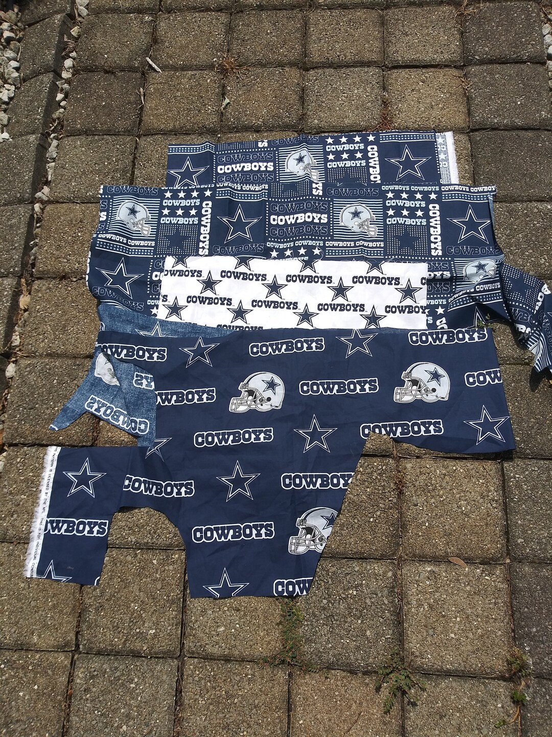 Dallas Cowboys NFL Fabric Leftover Scrap Pieces of 3 Different Fabrics ...