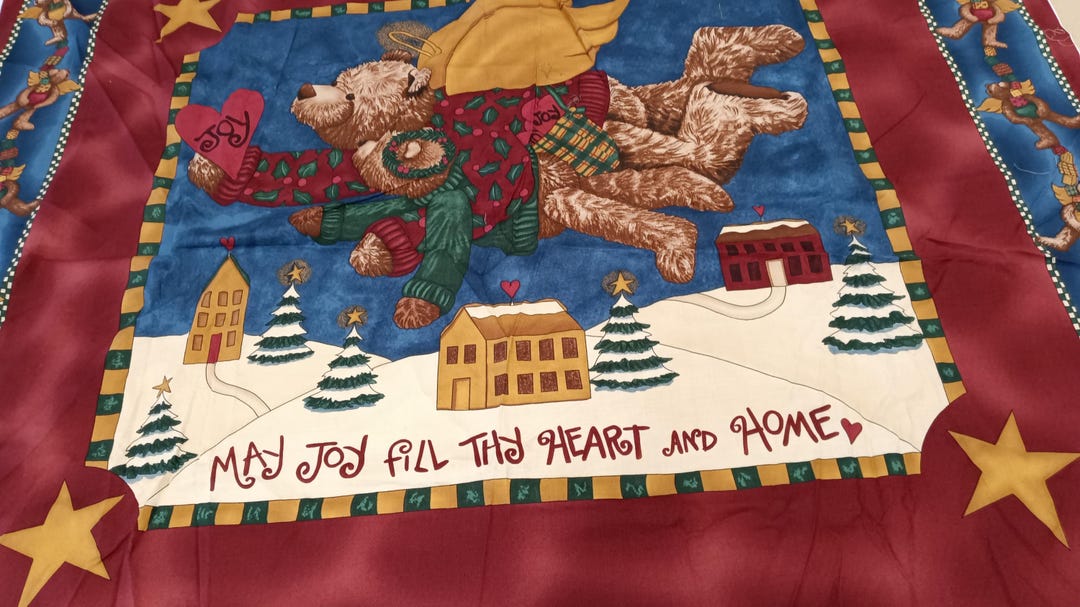 Joyful Angels Panel Teresa Kogut SSI Fabric Christmas Angel Bears 30 X ...