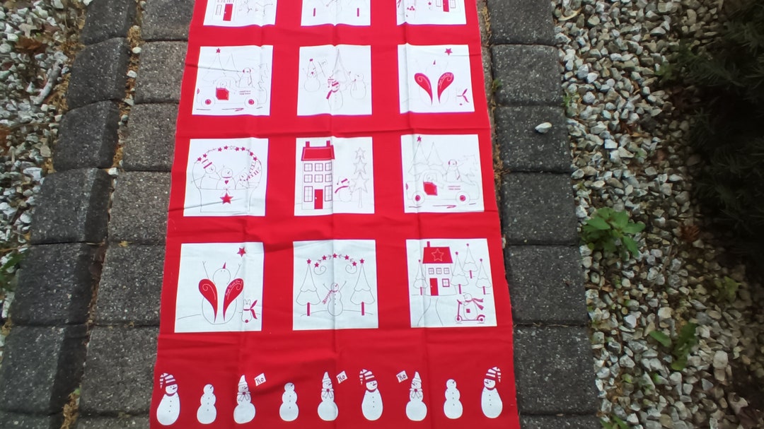 Red Background Winter Wonderland Bunny Hill Designs Moda 2870 24 X 44 ...