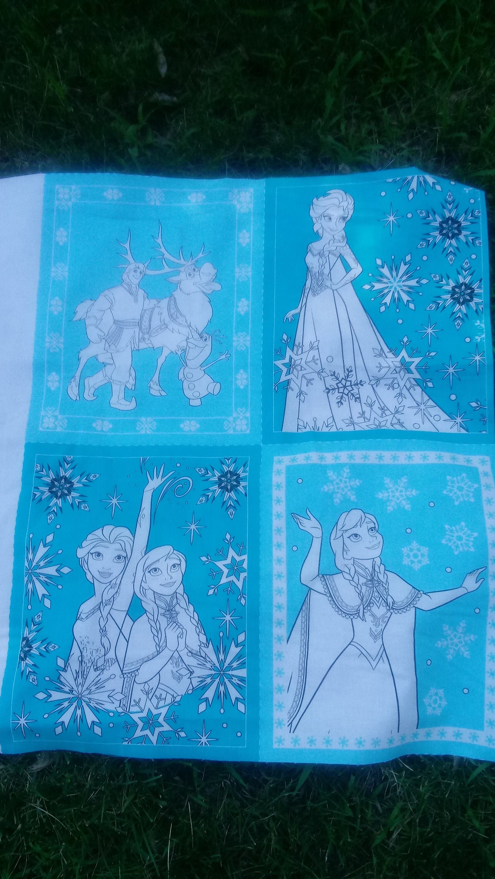 Frozen Fabric Coloring Panel Aqua 85190201 Disney Camelot Fabrics 4 ...
