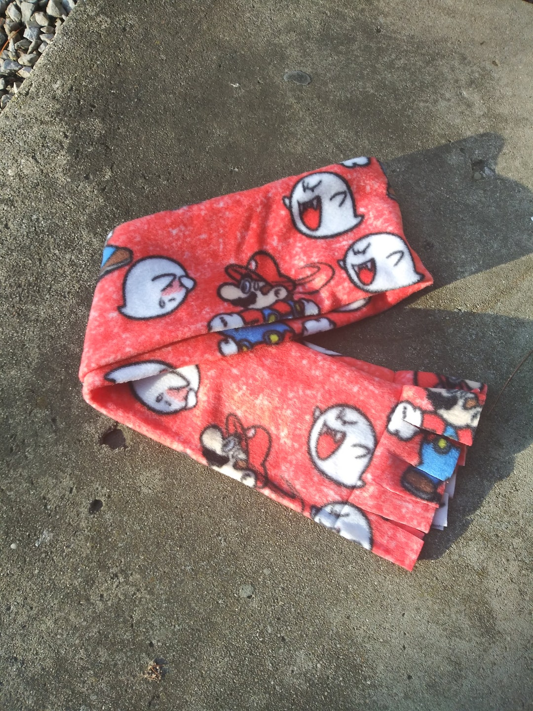 Mario Brothers Ghost Red Tubed Fringed Polar Fleece Scarf Handmade ...