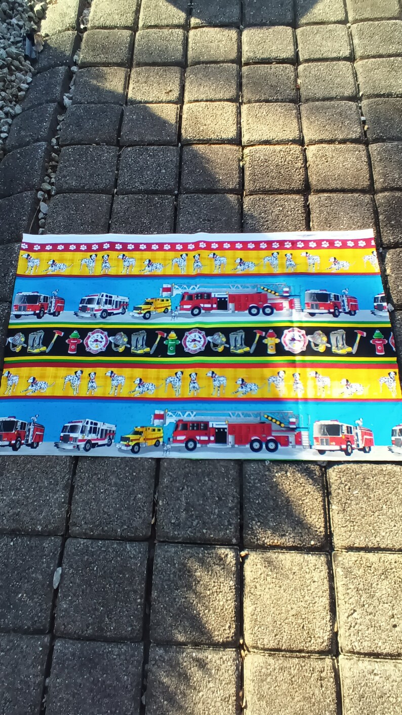 Firefighter Fire Truck Border Fabric Unknown Maker 18 X 29 - Etsy