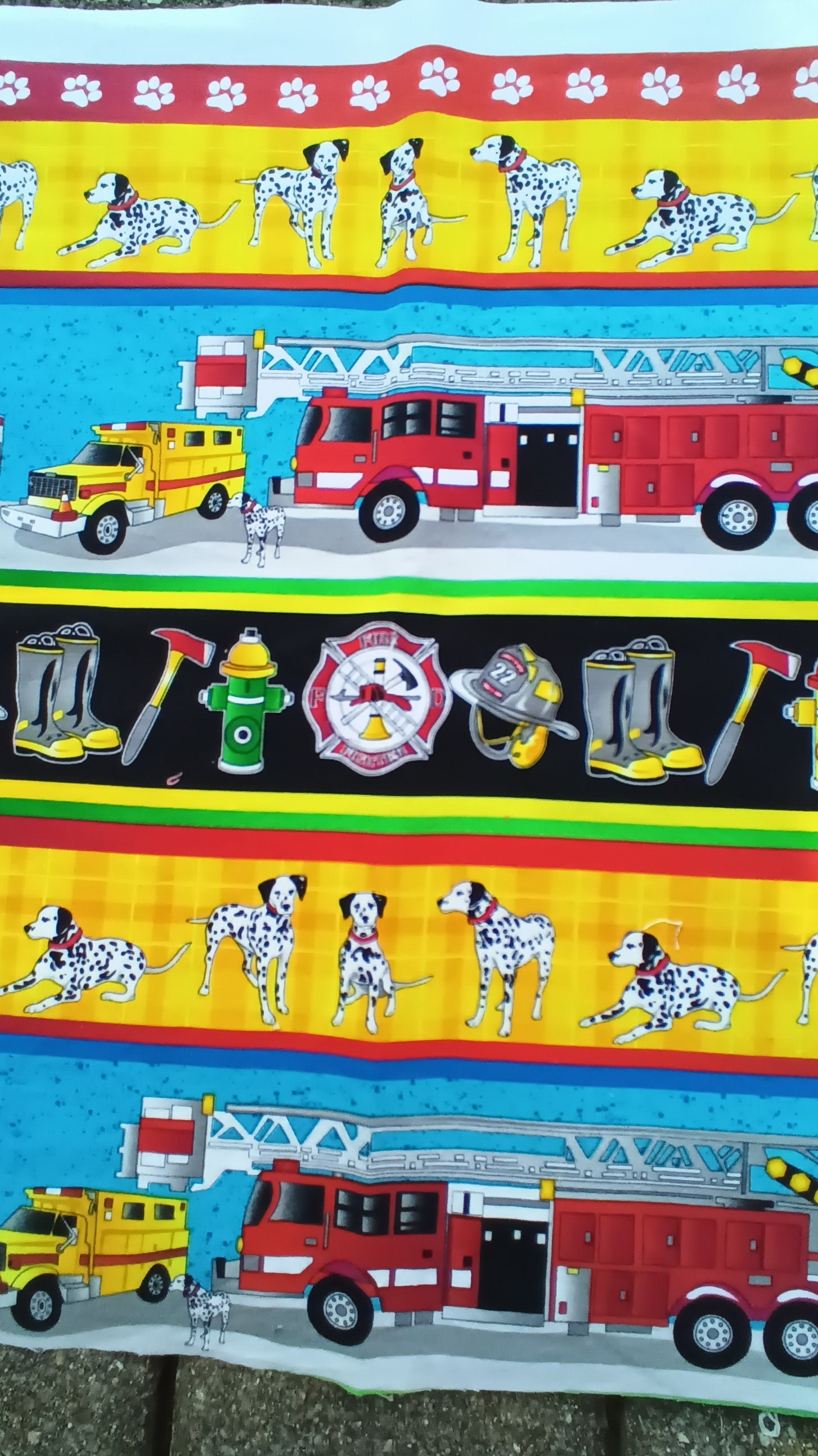 Firefighter Fire Truck Border Fabric Unknown Maker 18 X 29 - Etsy