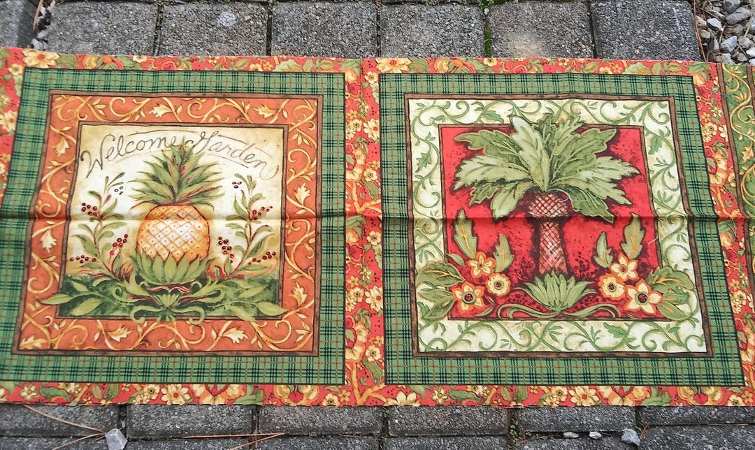 Welcome Garden Pillow Panel Fabric CP40629 Susan Winget Pineapple and ...