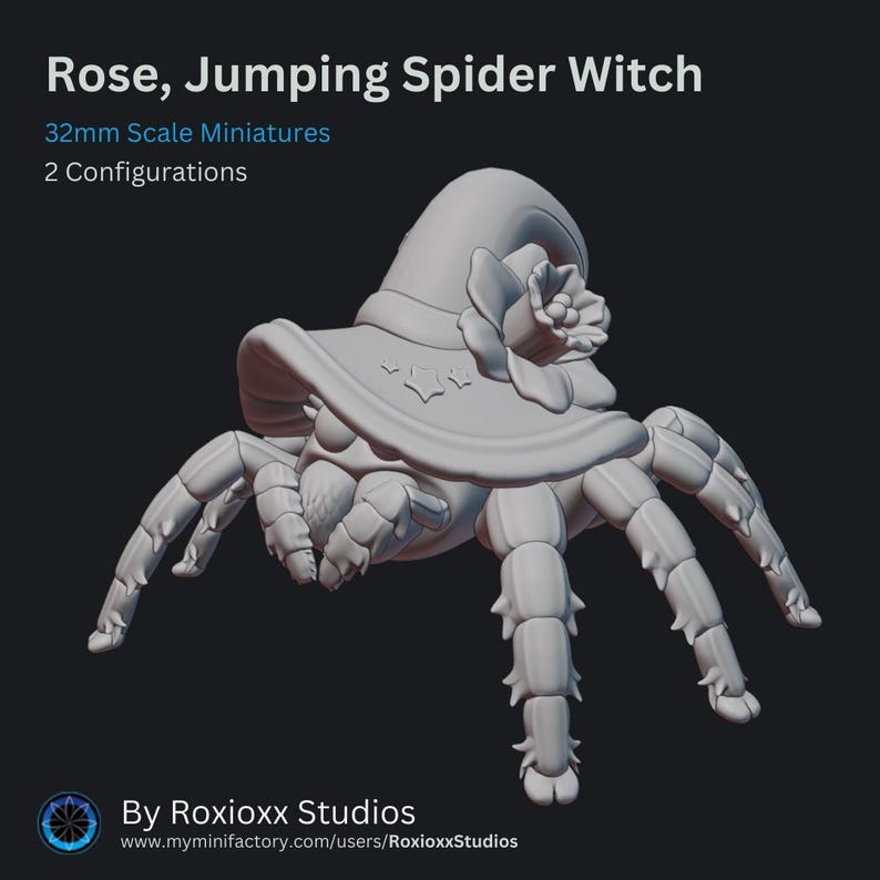 Rose, Jumping Spider Witch || 3D Printed Miniature || 2 Variations ...