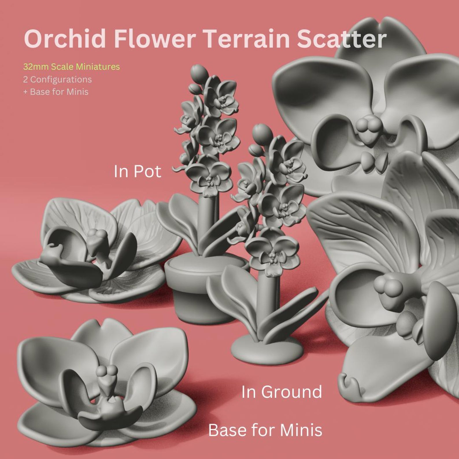 Orchid Miniature Plant and Base for Miniatures, Flower - Etsy