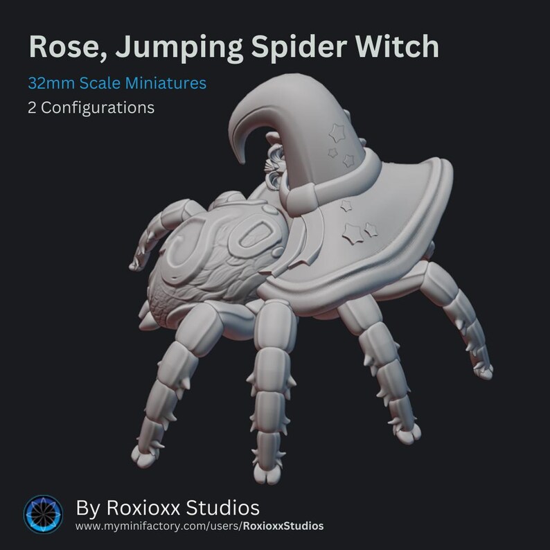 Rose, Jumping Spider Witch || 3D Printed Miniature || 2 Variations ...