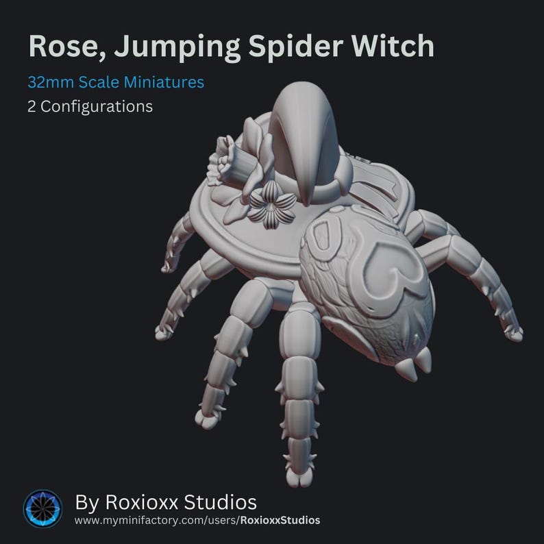 Rose, Jumping Spider Witch || 3D Printed Miniature || 2 Variations ...