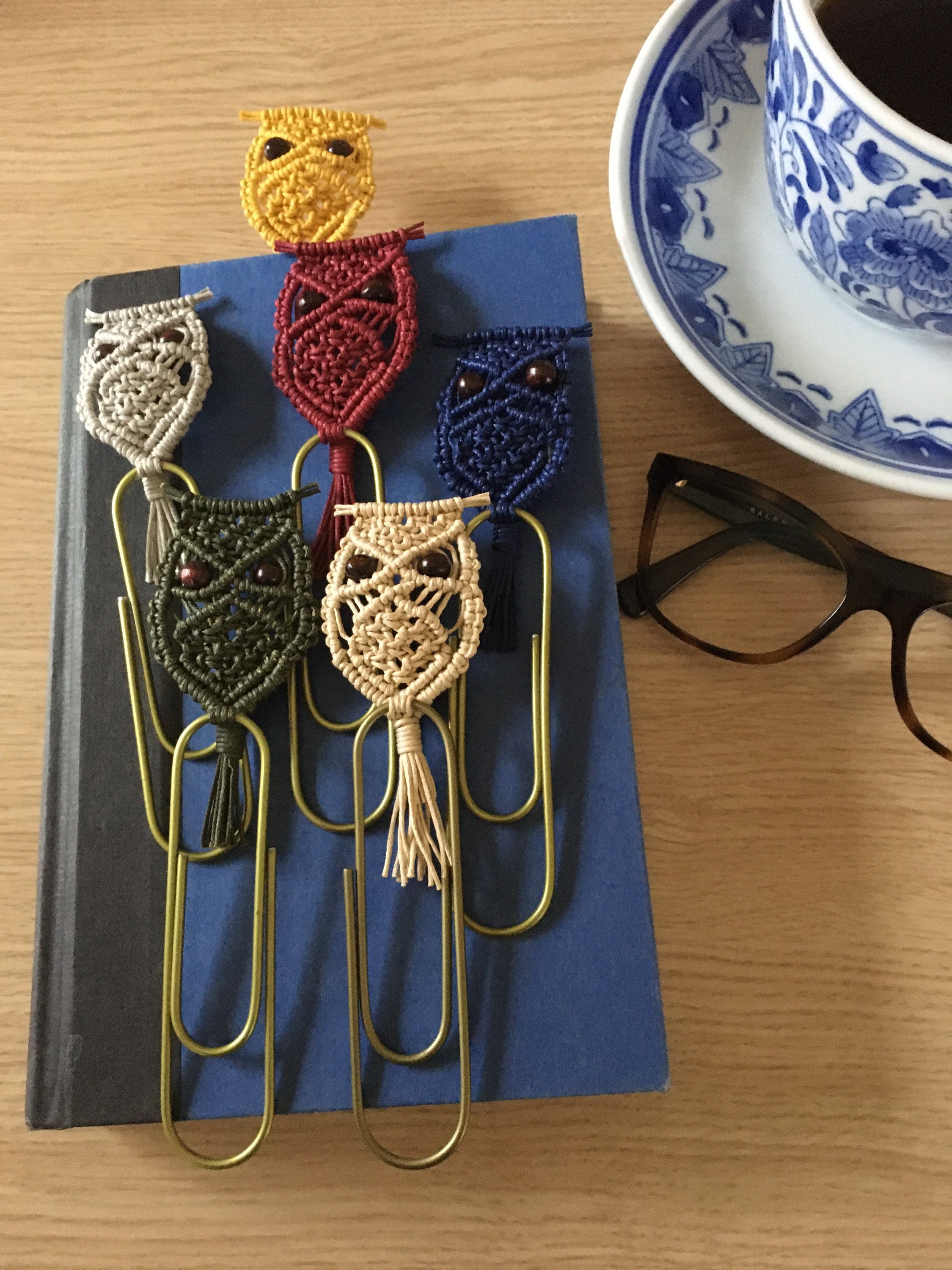 Owl Bookmark Large Paperclip and Macramé Handmade 4 Brass - Etsy