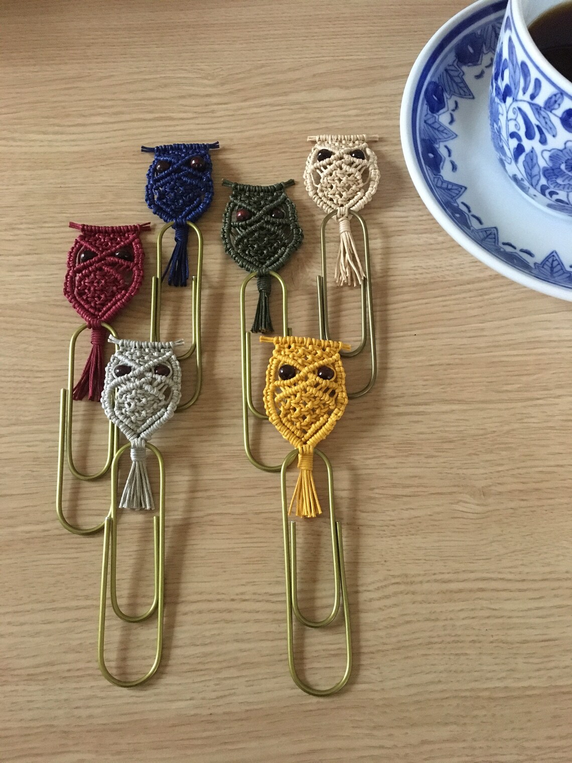 Owl Bookmark Large Paperclip and Macramé Handmade 4 Brass - Etsy