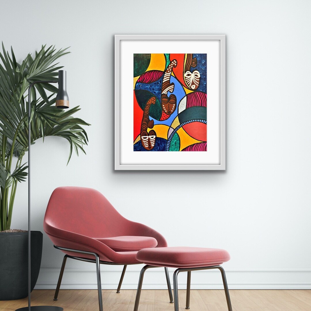 African American Print, Abstract Black Art, Living Room Artwork, Small ...