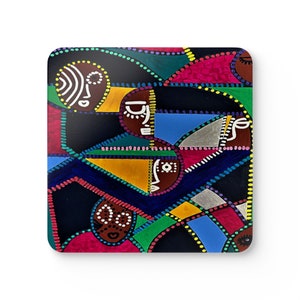 African Art 4 Coaster Set, High Gloss Front, Cork Back Coaster, Hot and ...