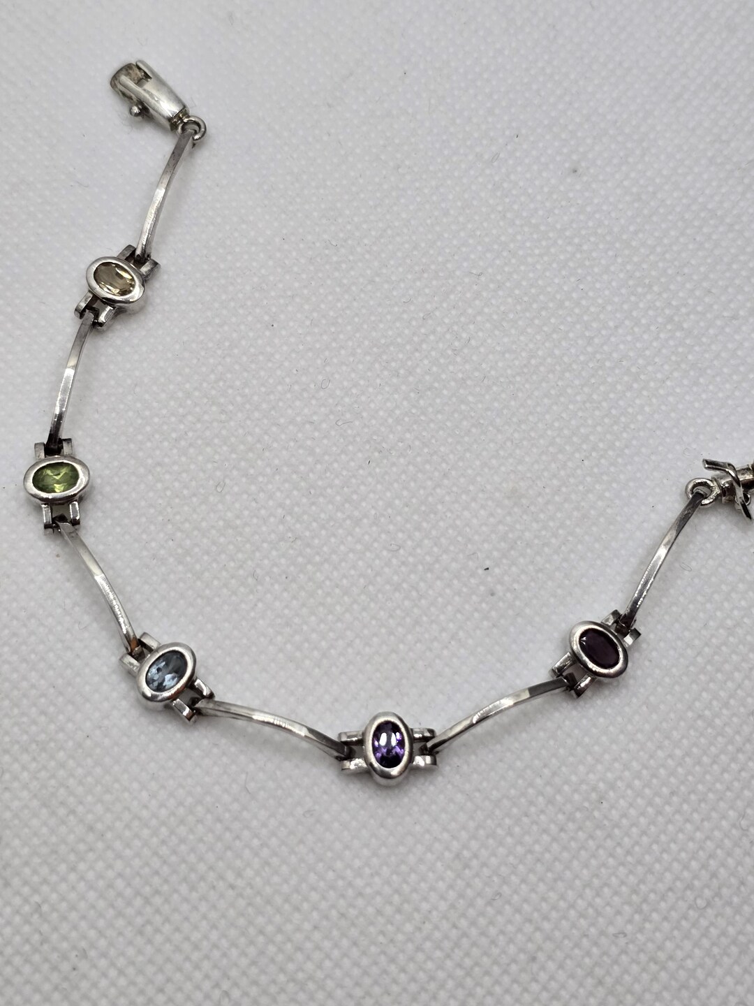 FAS Sterling 925 Gemstone Tennis Bracelet Vintage - Etsy