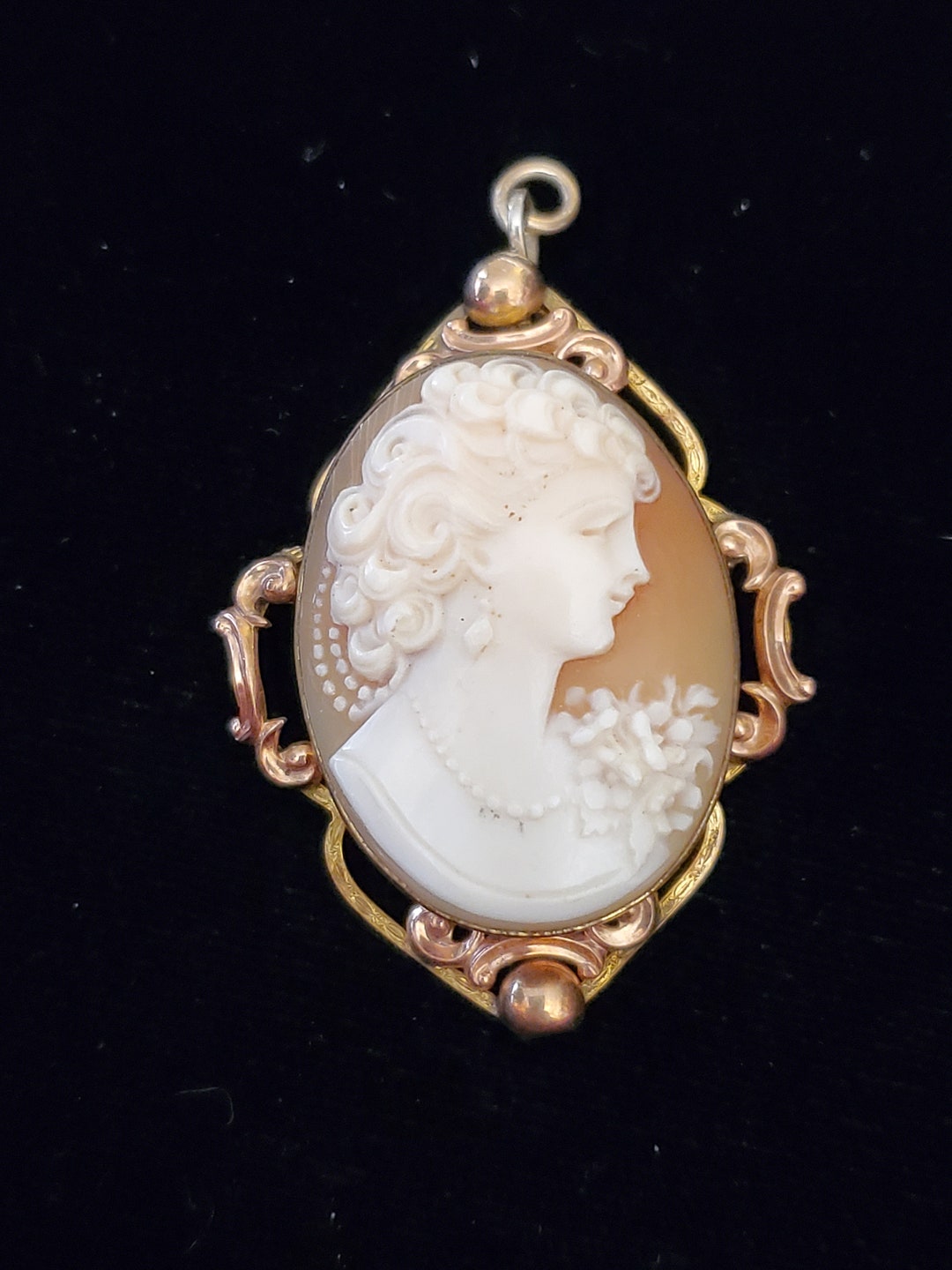 Van Dell Gold Filled Shell Cameo Pendant Scrolled Frame - Etsy