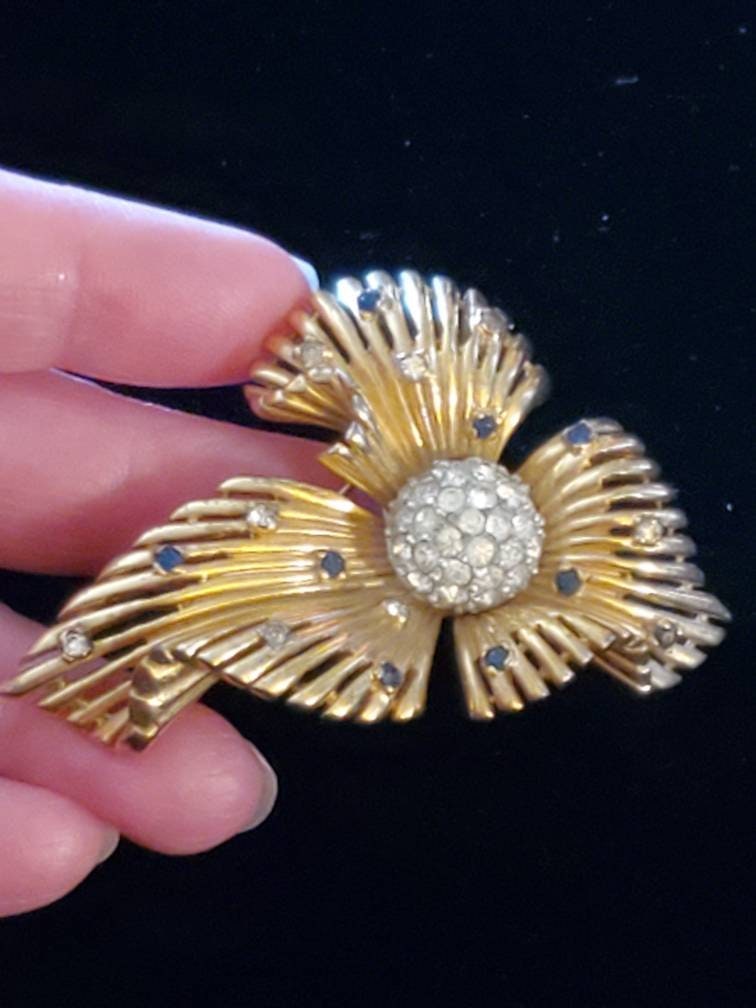 D'ORLAN Pave Rhinestone Orchid Brooch Floral Boucher - Etsy