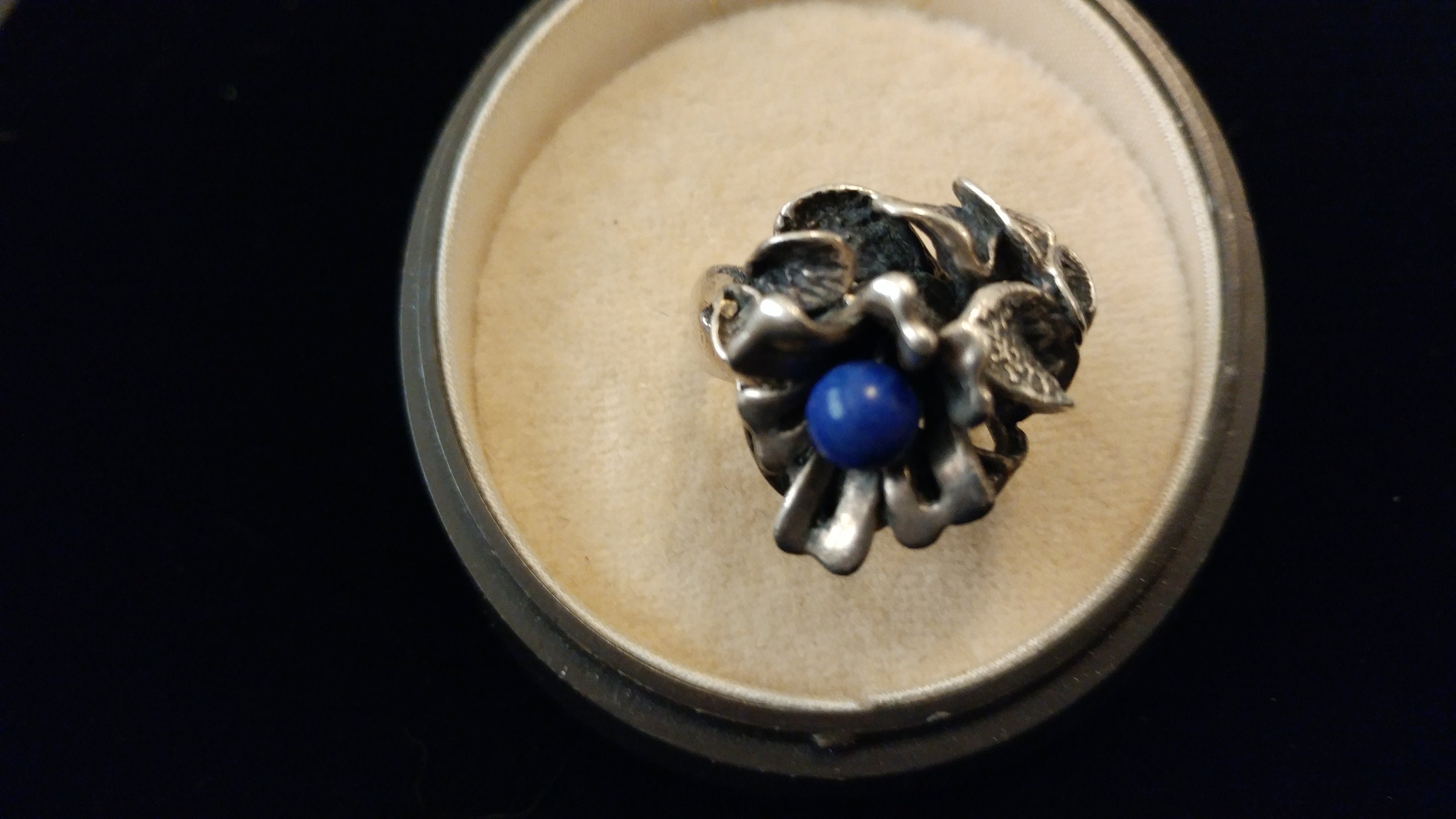 Mid-century Modern Sterling Lapis Lily Ring-brutalist Jewelry - Etsy
