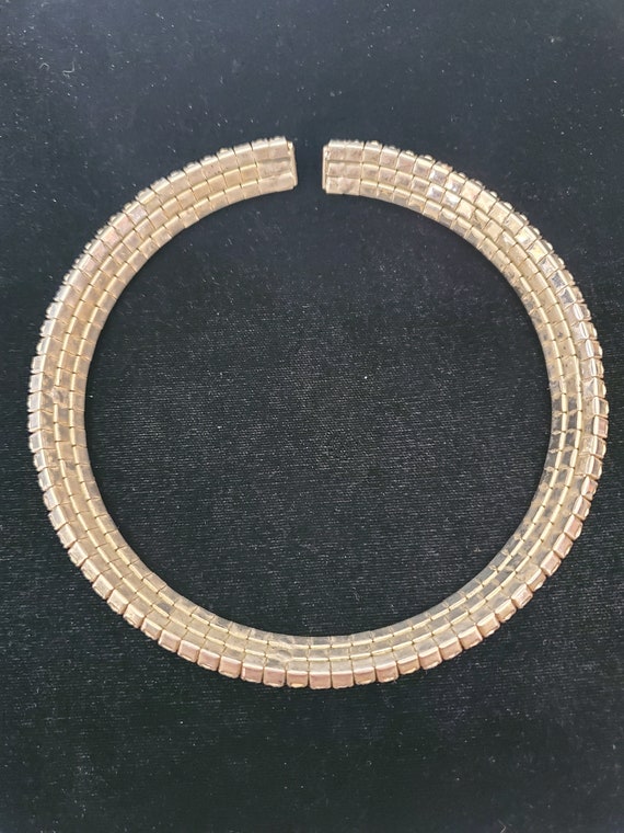 Vintage White Rhinestone Collar/Torque Necklace Prong… - Gem