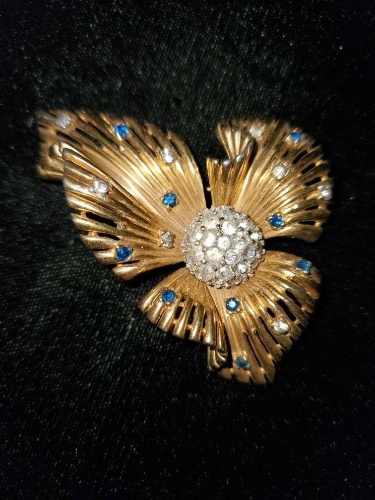 D'ORLAN Pave Rhinestone Orchid Brooch Floral Boucher - Etsy