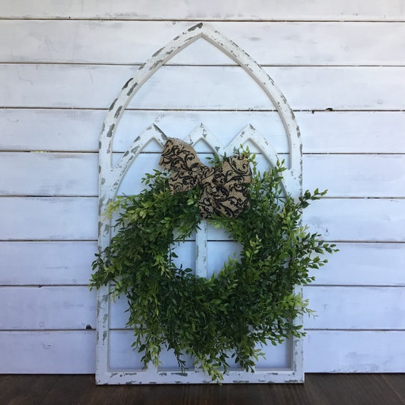 Farmhouse Wall Decor Distressed Window Frame Cathedral Window | Etsy