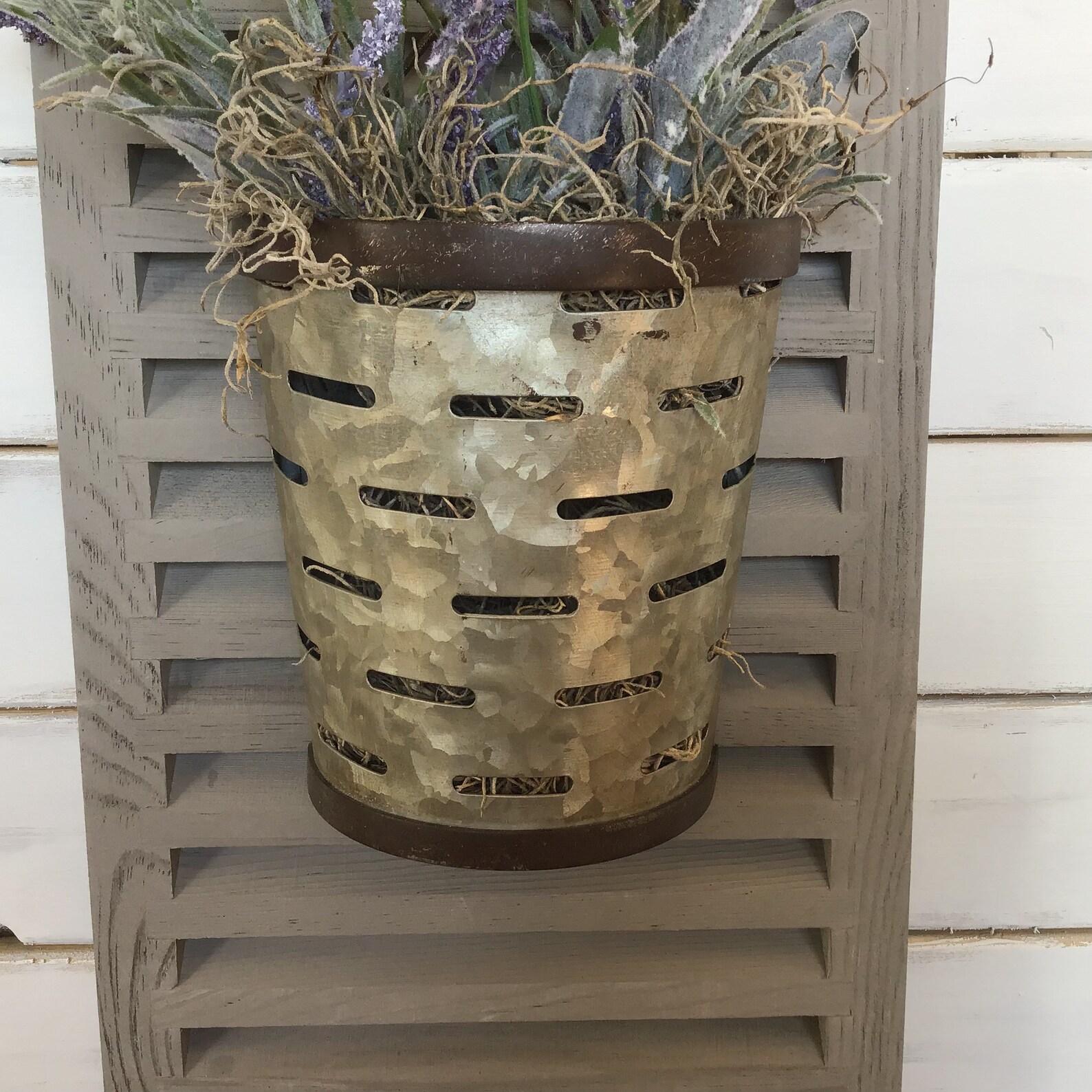 Farmhouse Wall Decor Shutter With Metal Planter Set of - Etsy
