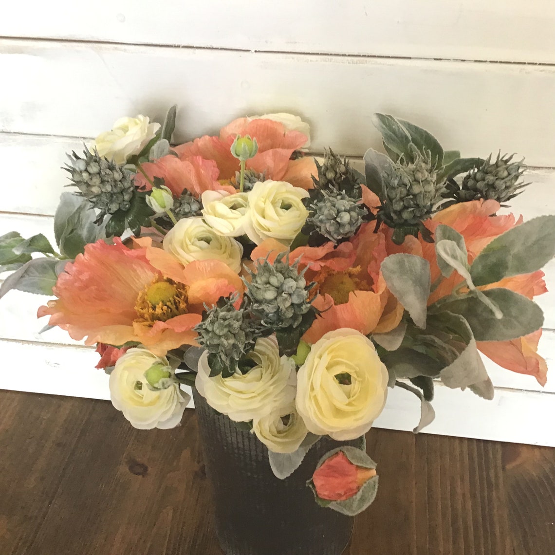 Farmhouse Floral Arrangement Spring Floral Arrangement Poppy - Etsy