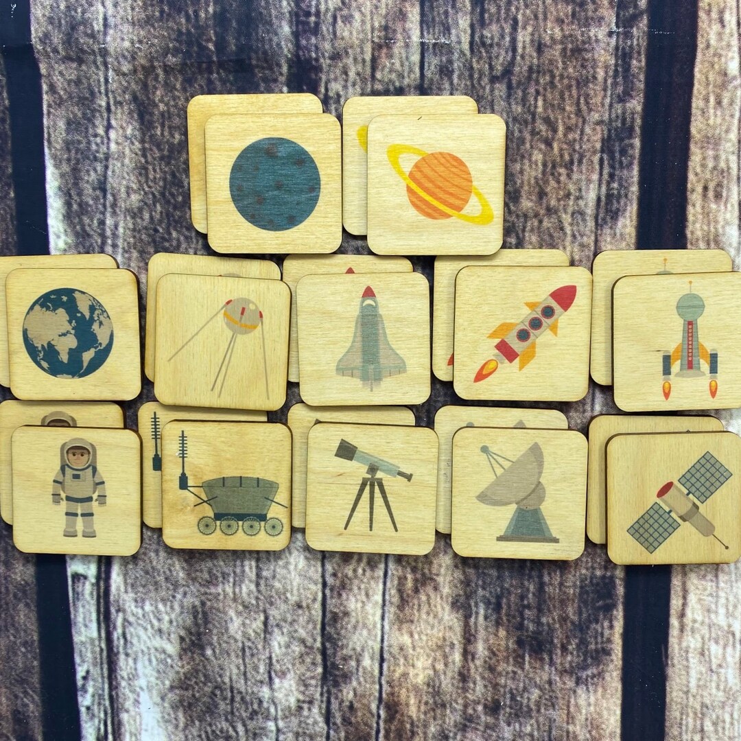 Wooden Outer Space Memory Game Matching Game Montessori - Etsy