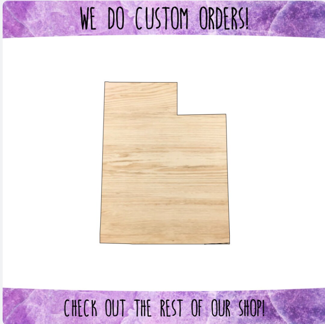 Utah State Cut Out, UT Wooden Cut Out, Laser Cut State, Utah Wood ...